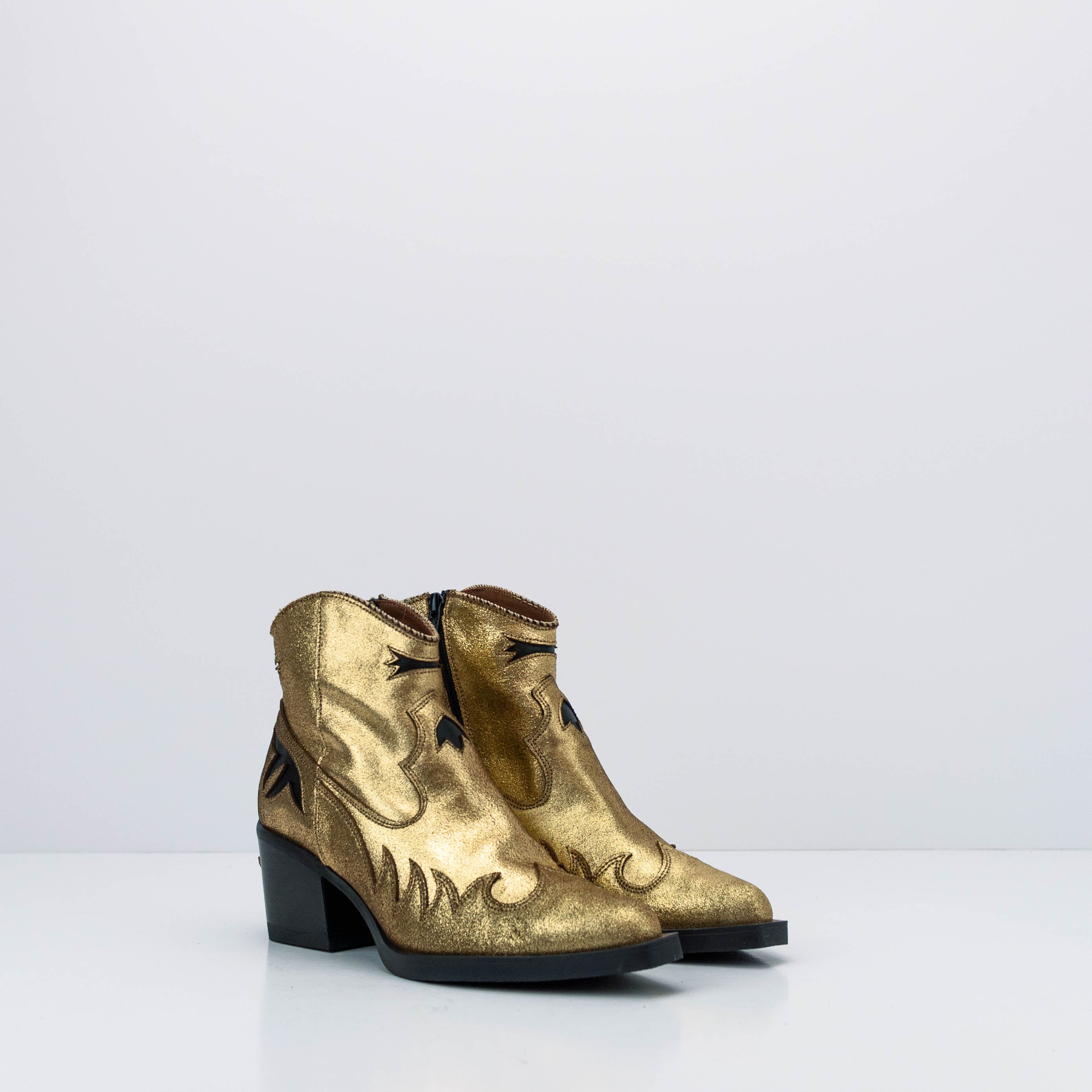 NEMONIC WESTERN BOOTS ATLANTA 2353 GLITTER GOLD BLACK | MOKSIN – Moksin