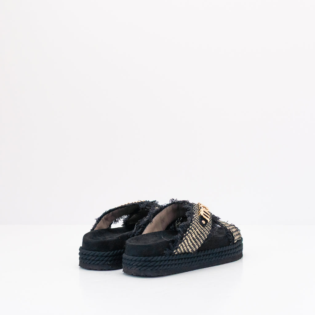 MOU CRISS-CROSS ROPE SANDAL RAFFIA BLACK SANDALS | MOKSÍN – Moksin